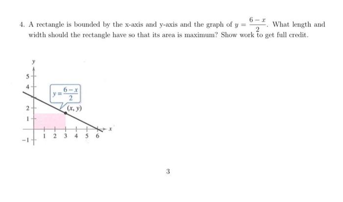 Solved 4. A rectangle is bounded by the x-axis and y-axis | Chegg.com