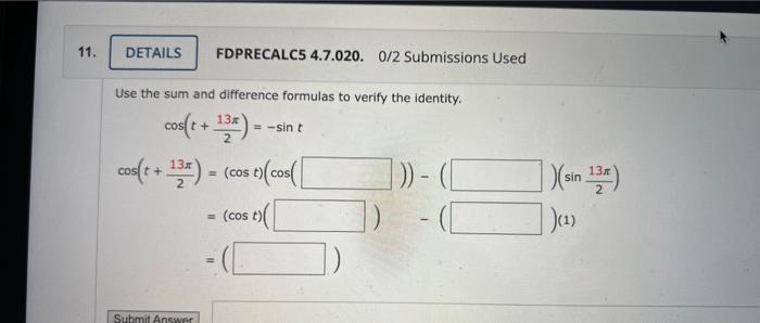Solved Use the sum and difference formulas to verify the | Chegg.com