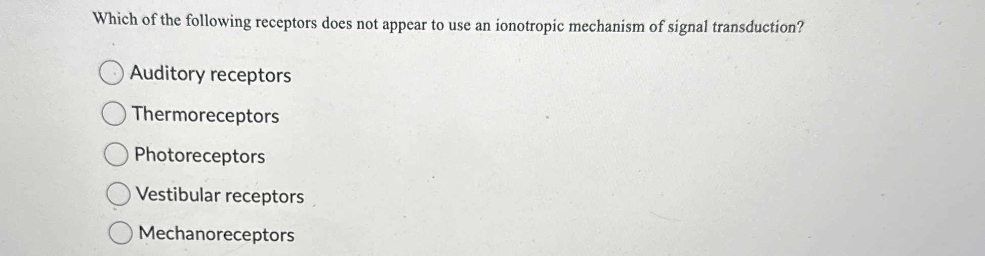 Solved Which of the following receptors does not appear to | Chegg.com