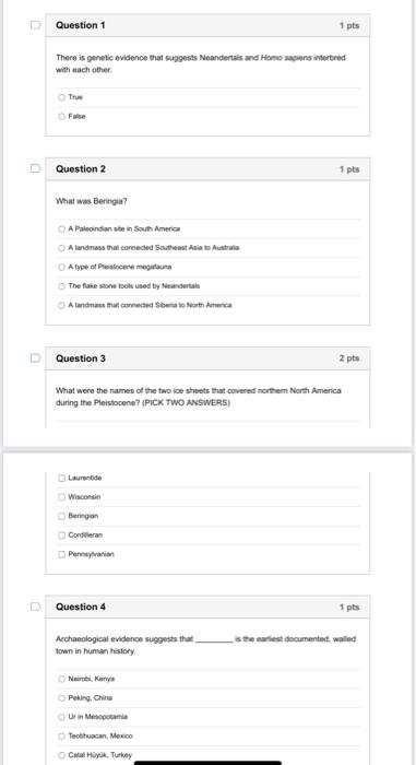 Solved Question 1 1 pts There is genetic evidence that | Chegg.com