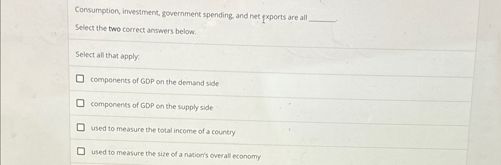 Solved Consumption, investment, government spending, and net | Chegg.com
