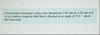Solved A horizontal rectangular surface has dimensions 3.00 | Chegg.com