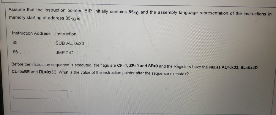 Solved Assume That The Instruction Pointer Eip Initially 1581