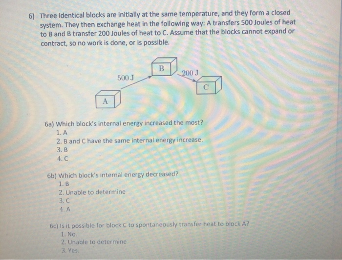 Solved 6) Three identical blocks are initially at the same | Chegg.com