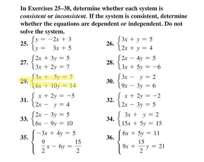 Solved In Exercises 25-38, determine whether each system is | Chegg.com