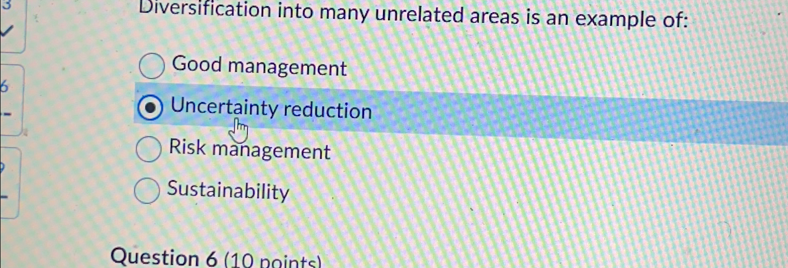 Solved Diversification into many unrelated areas is an | Chegg.com