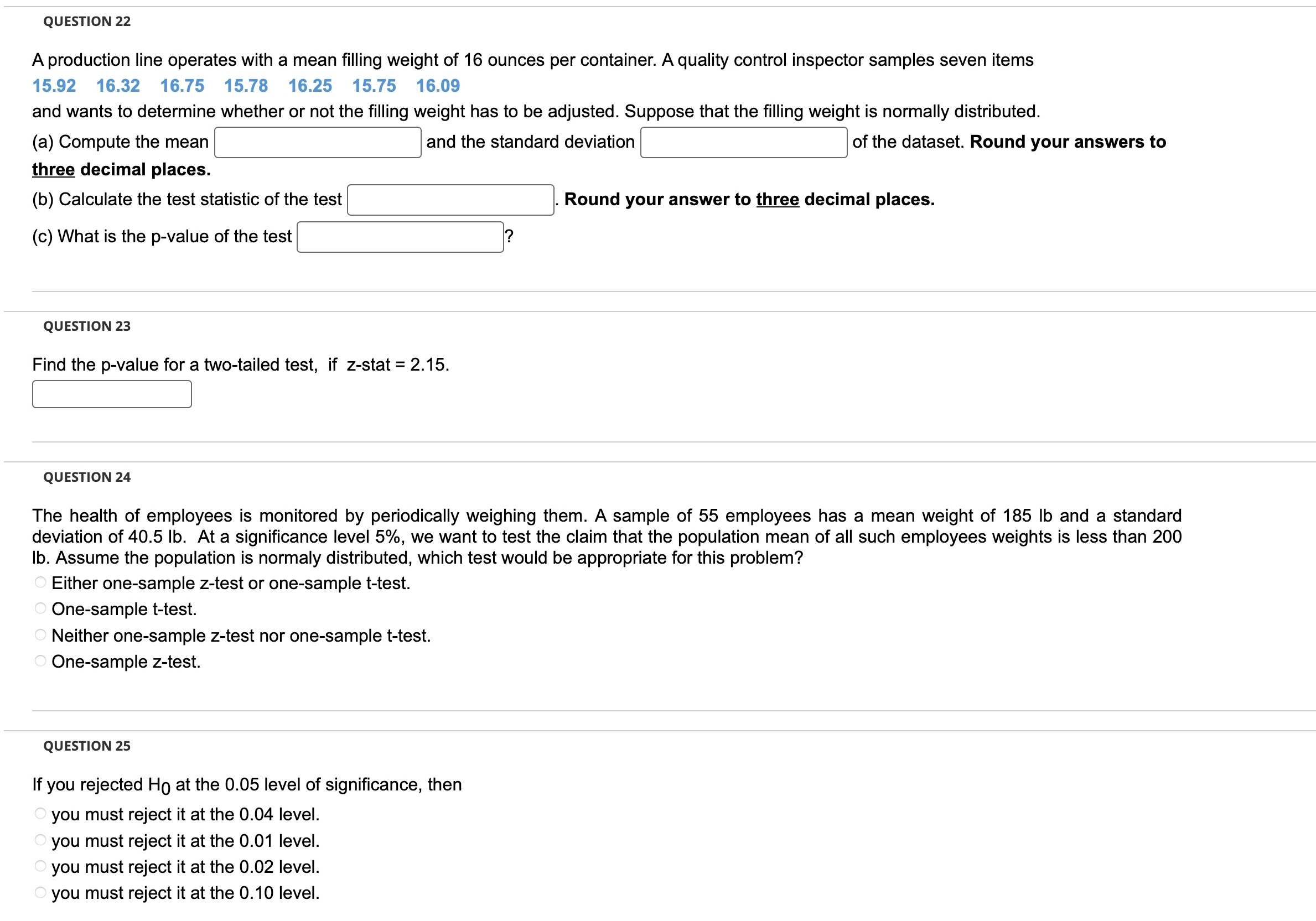 Solved QUESTION 22A production line operates with a mean | Chegg.com