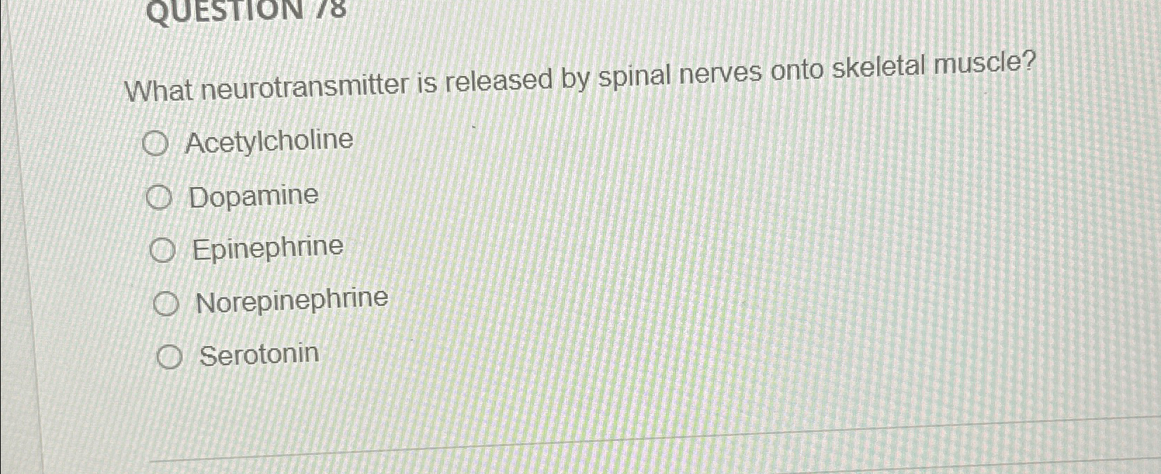 Solved What neurotransmitter is released by spinal nerves | Chegg.com