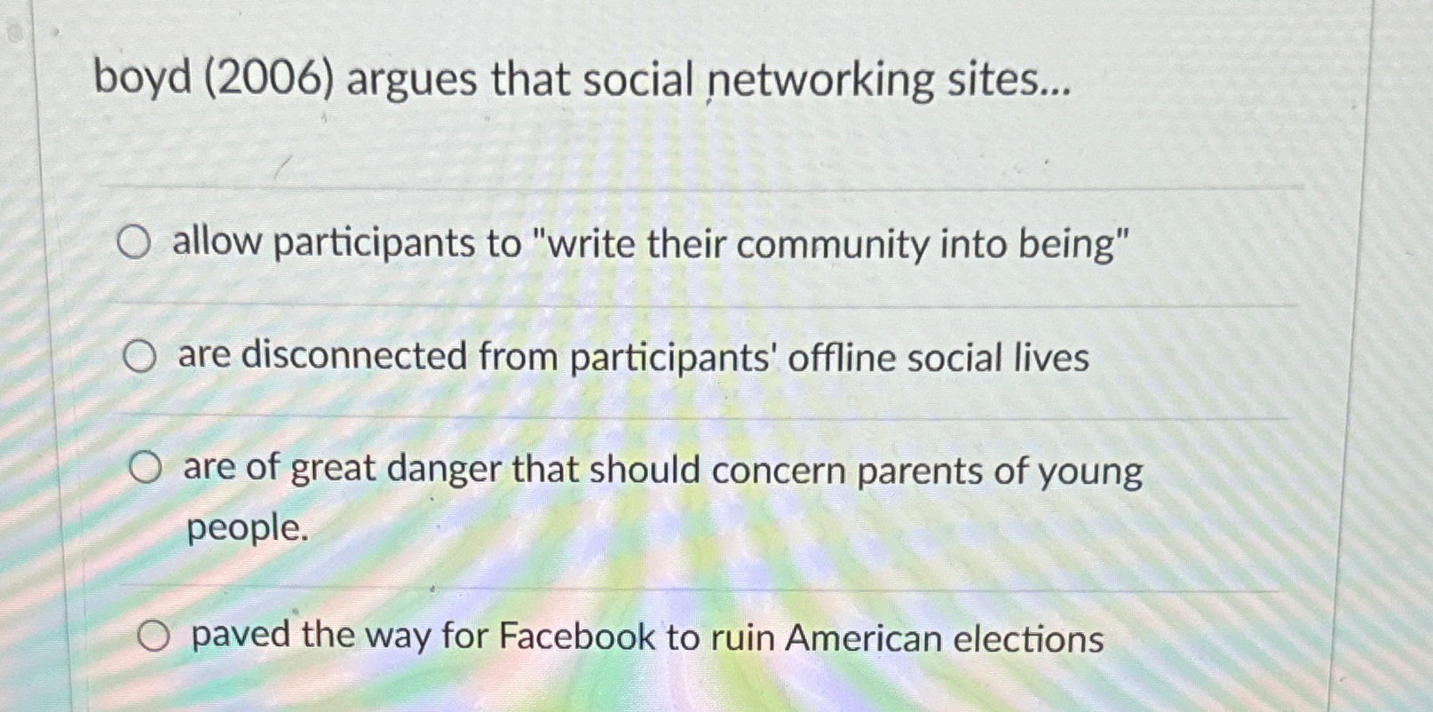 Solved boyd (2006) ﻿argues that social networking | Chegg.com