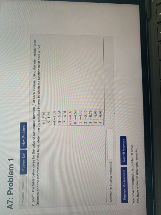 Solved A7: Problem 1 Previous Problem Problem List Next | Chegg.com