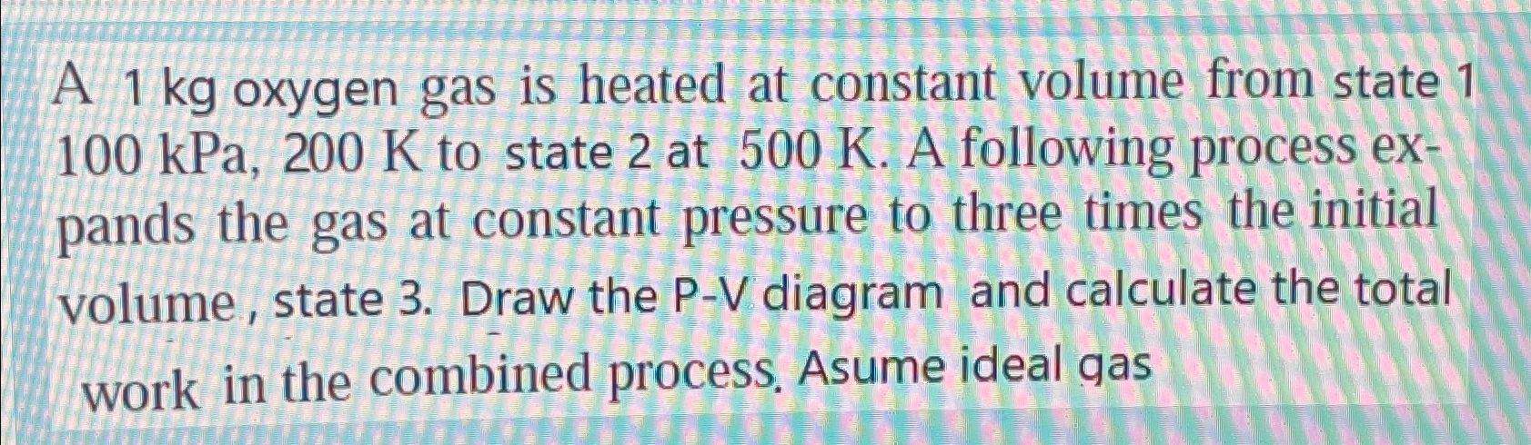 A 1kg ﻿oxygen gas is heated at constant volume from | Chegg.com
