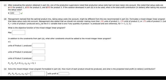 Solved for product 2, and 312 for product 3, (a) formulate a | Chegg.com