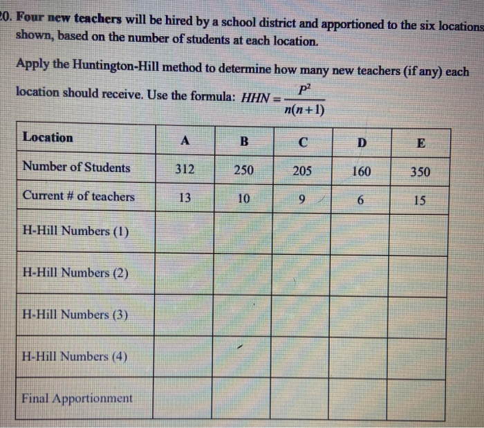 Solved 20. Four new teachers will be hired by a school | Chegg.com