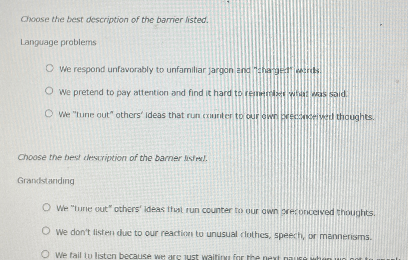 Solved Choose the best description of the barrier | Chegg.com