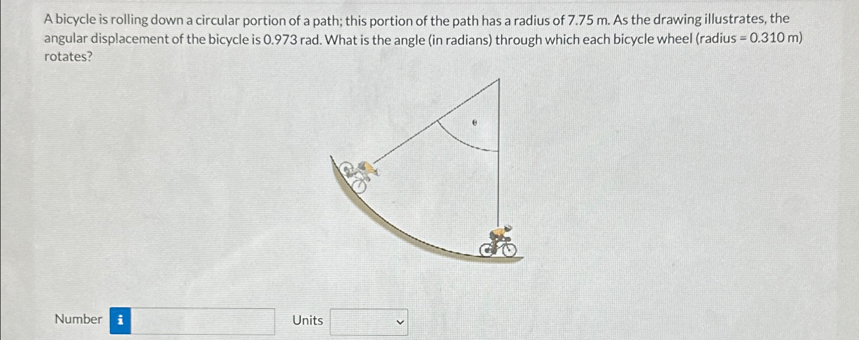 Solved A bicycle is rolling down a circular portion of a | Chegg.com