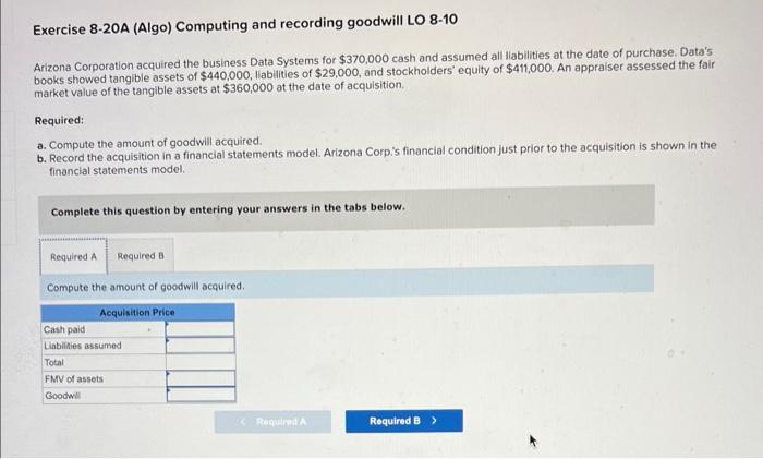 Solved Exercise 8-20A (Algo) Computing and recording | Chegg.com