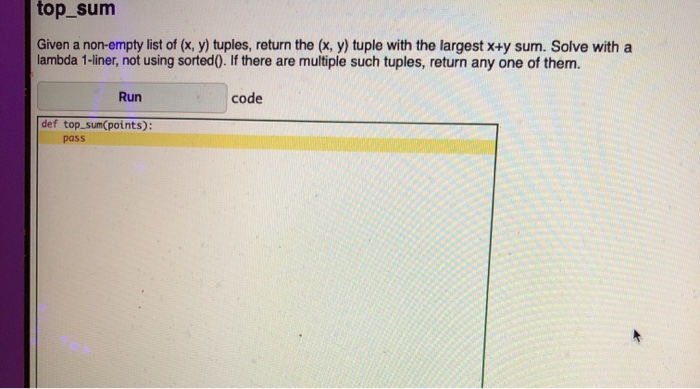 Solved Topy Given A Non Empty List Of X Y Tuples Return 