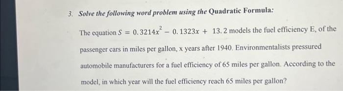 Solved 3. Solve the following word problem using the | Chegg.com