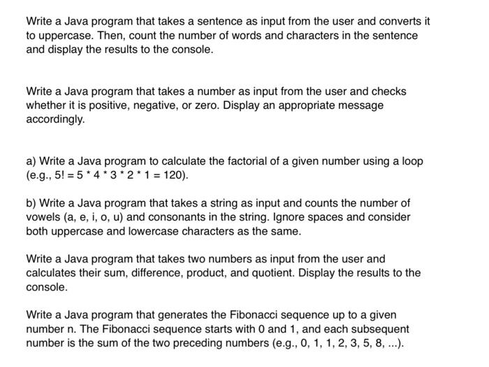 Solved Write A Java Program That Takes A Sentence As Input