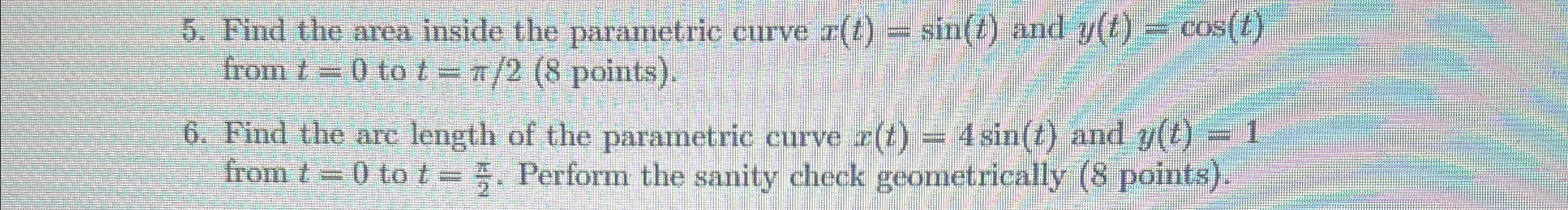 Solved Find the area inside the parametric curve x(t)=sin(t) | Chegg.com