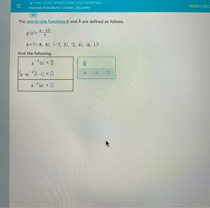 Solved FUNCTION OPERATIONS AND INVERSES Inverse functions: | Chegg.com