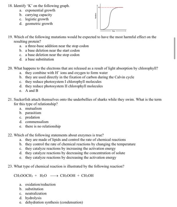 18. Identify ' K ' on the following graph. a. | Chegg.com