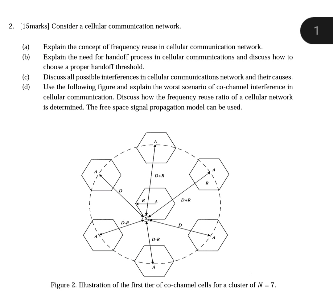 Solved [15marks] ﻿Consider a cellular communication | Chegg.com
