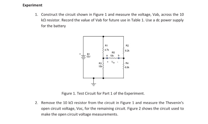 Solved Experiment 1. Construct the circuit shown in Figure 1 | Chegg.com