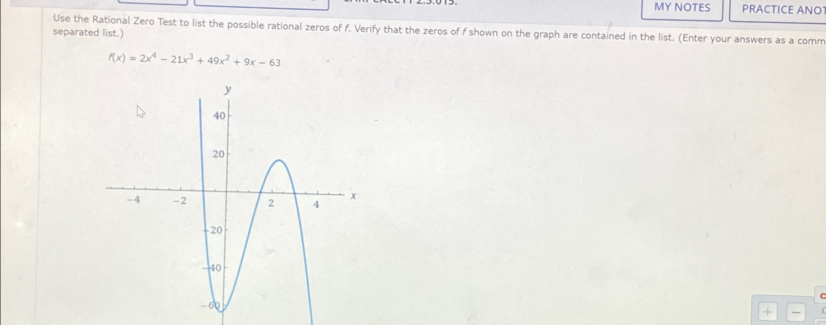 Solved Use the Rational Zero Test to list the possible | Chegg.com