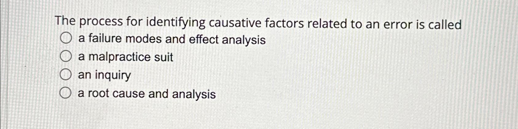Solved The process for identifying causative factors related | Chegg.com