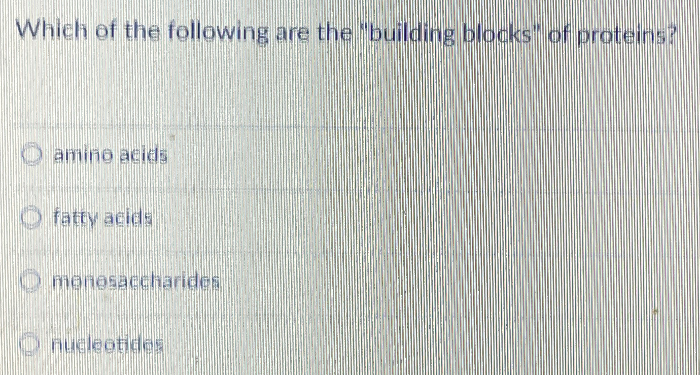 Solved Which of the following are the "building blocks" of | Chegg.com
