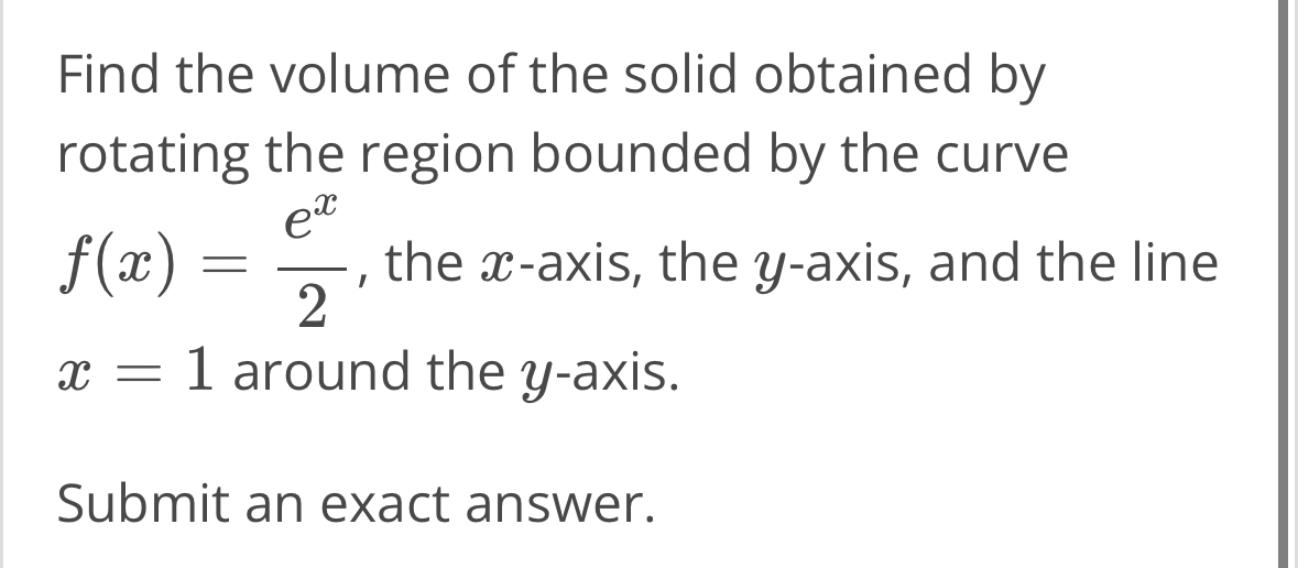 Solved Find the volume of the solid obtained by rotating the | Chegg.com