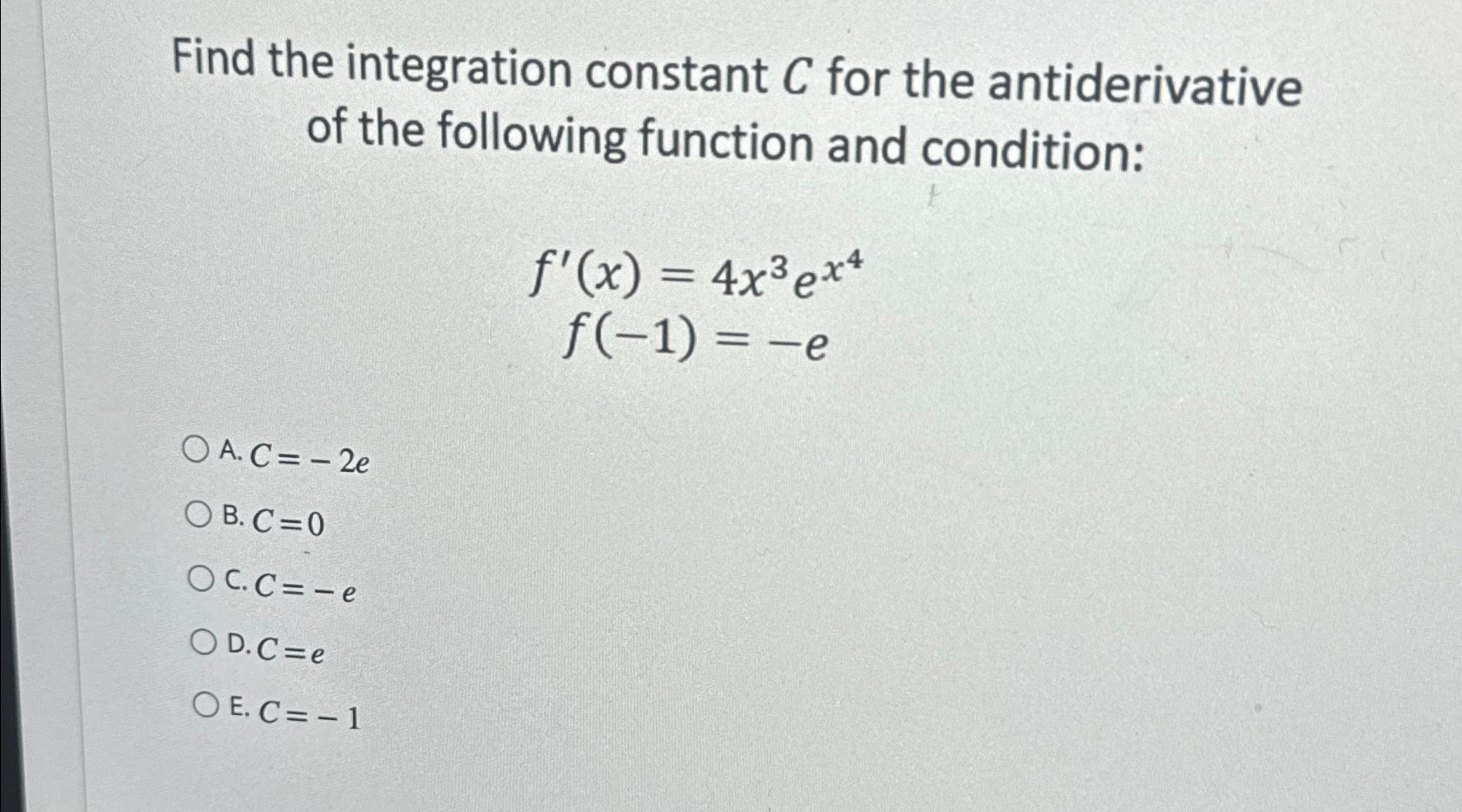 Solved Find the integration constant C ﻿for the | Chegg.com