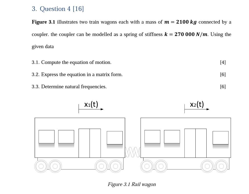 Solved Figure 3.1 illustrates two train wagons each with a | Chegg.com
