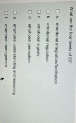 Solved What are the four levels of El?a. ﻿emotional | Chegg.com