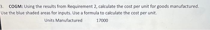 Solved COGM: Complete the Schedule of Cost of Goods | Chegg.com