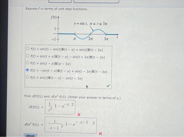 Solved Express f in terms of unit step functions. | Chegg.com