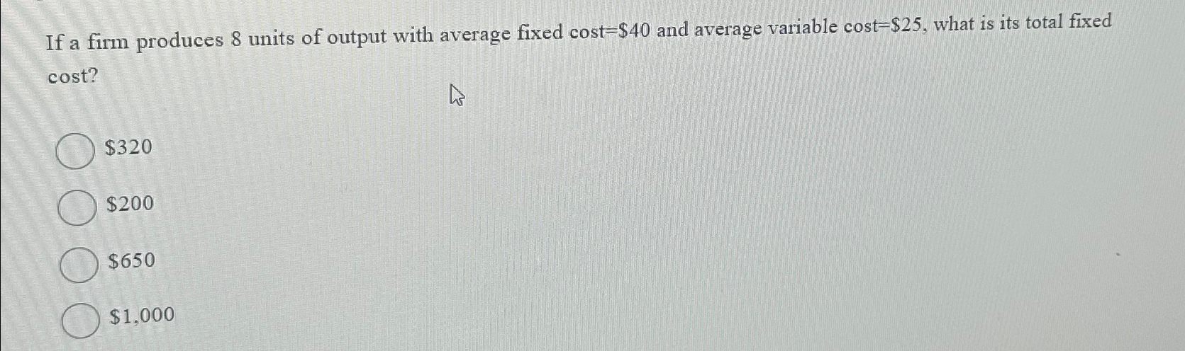 Solved If a firm produces 8 ﻿units of output with average | Chegg.com
