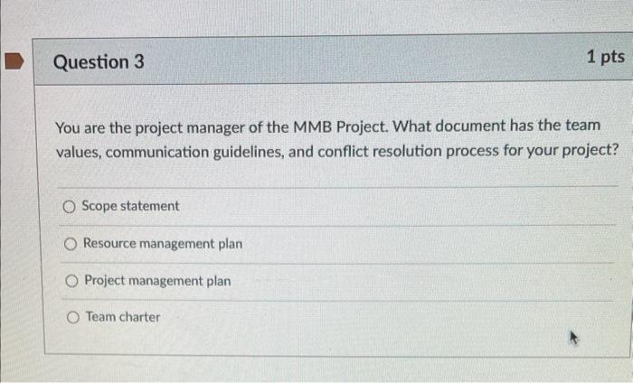 Solved You are the project manager of the MMB Project. What | Chegg.com
