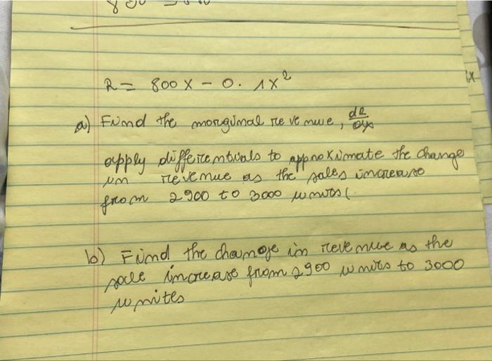 Solved R=800x−0⋅1x2 x) Find the morugumal re ve nue, dxdR | Chegg.com