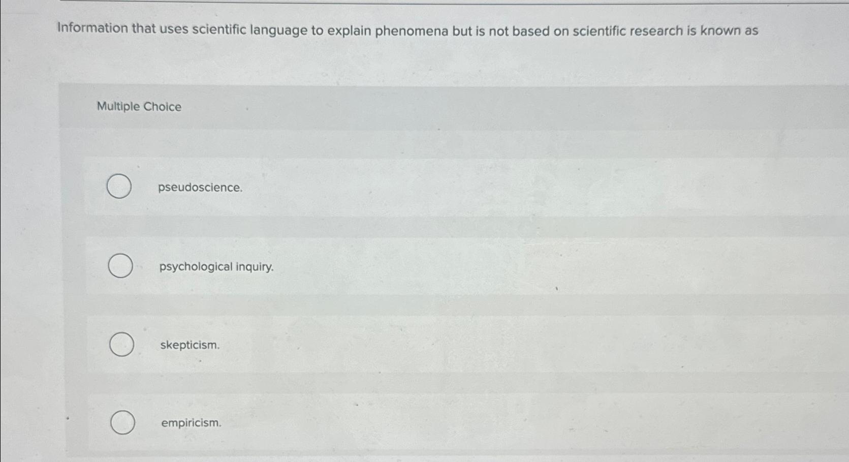 Solved Information that uses scientific language to explain | Chegg.com