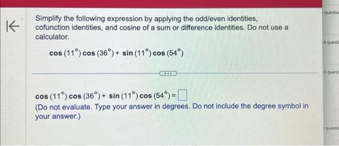 Solved Simplify the following expression by applying the | Chegg.com