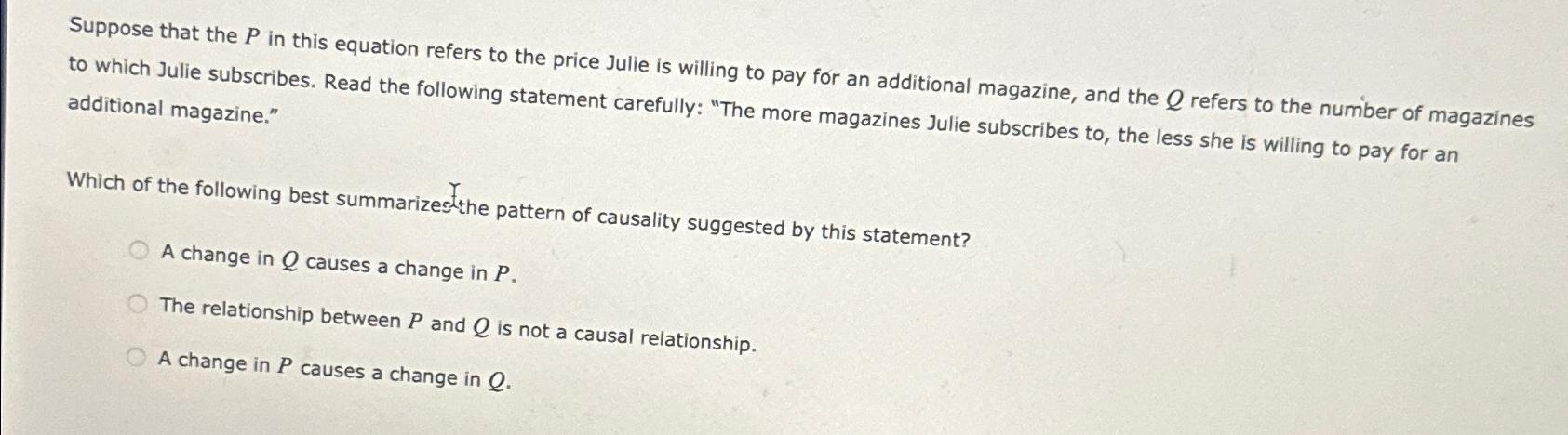 Solved Suppose that the P ﻿in this equation refers to the | Chegg.com
