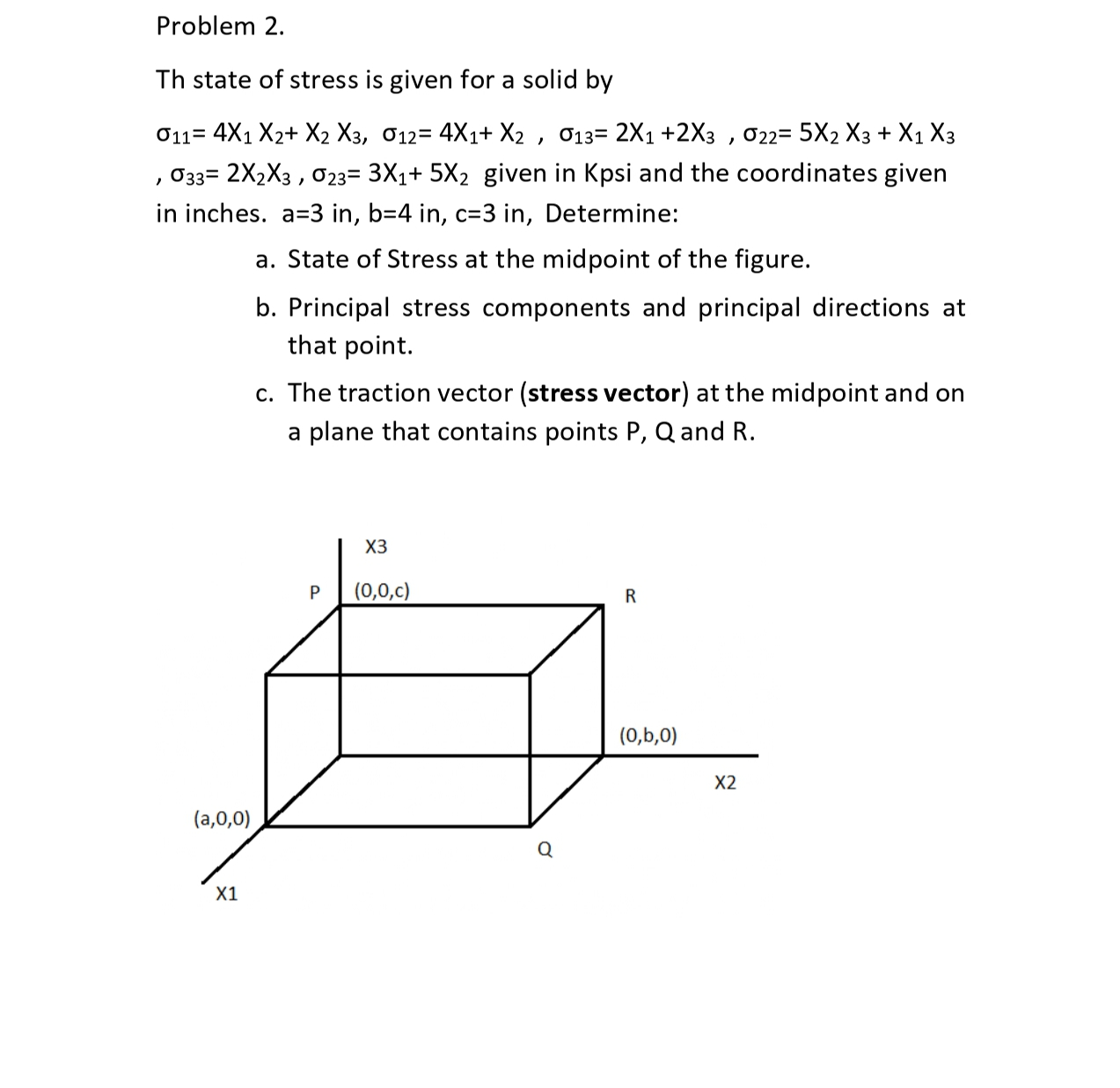 Solved Problem 2.Th state of stress is given for a solid | Chegg.com