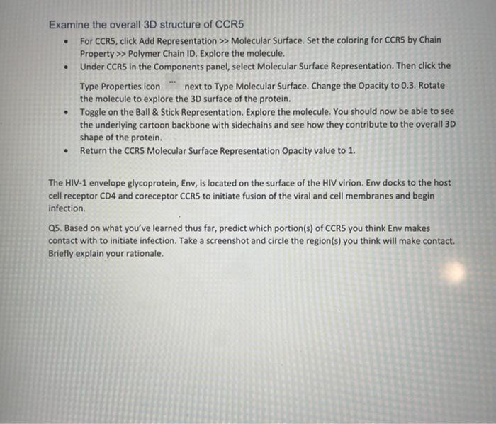 Examine the overall 3D structure of CCR5 For | Chegg.com