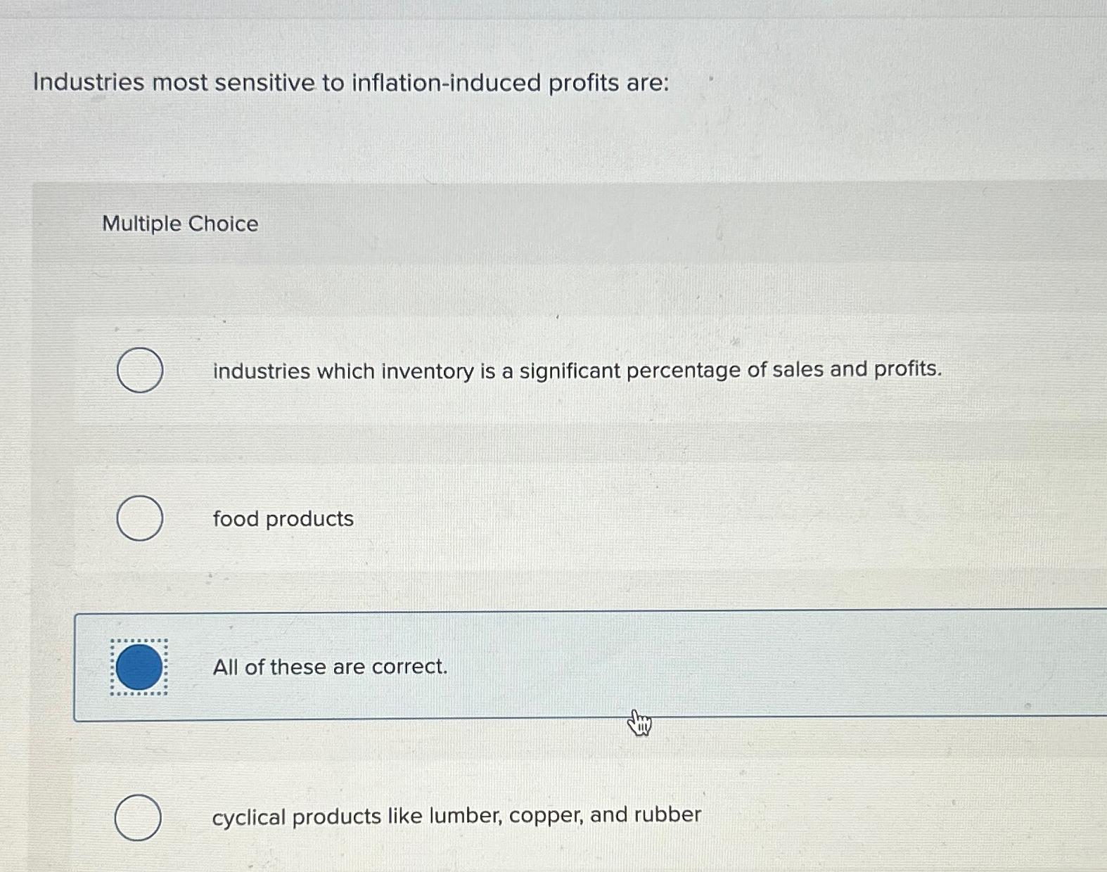 Solved Industries most sensitive to inflation-induced | Chegg.com