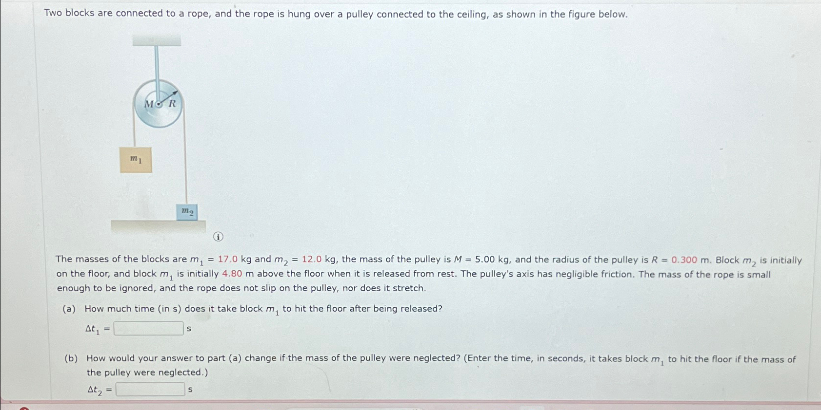 Solved Two blocks are connected to a rope, and the rope is | Chegg.com