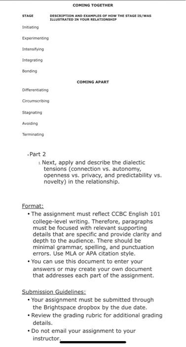 Knapp's Model of Relational Development Assignment | Chegg.com