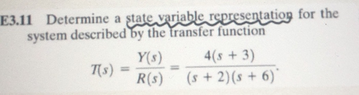 Solved E3.11 Determine a state variable representation for | Chegg.com