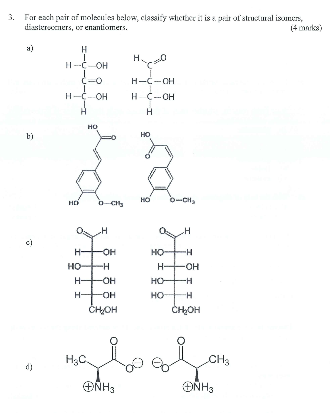 Solved For each pair of molecules below, classify whether it | Chegg.com